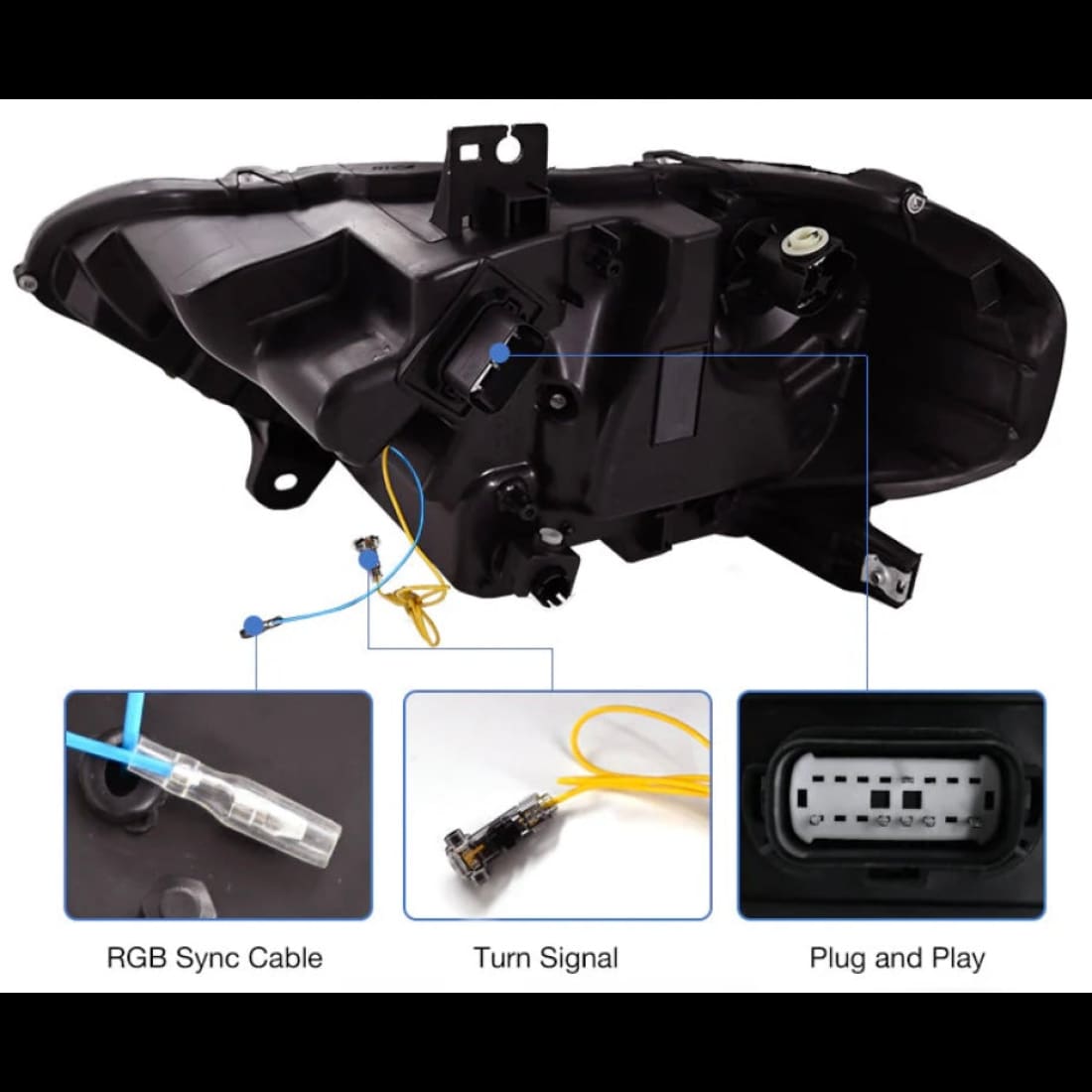 Stang Lights - 2018-2023 Mustang S650 Style Headlight RGB